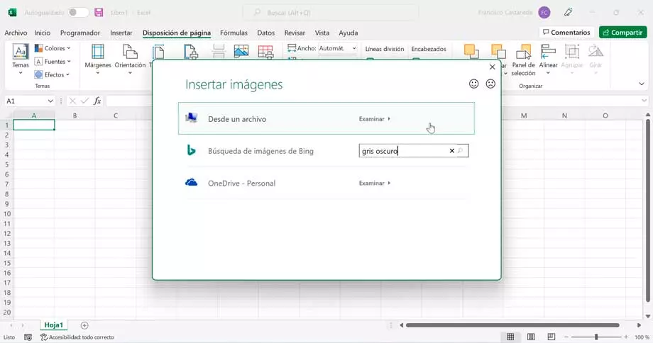 Excel inserir imaxes