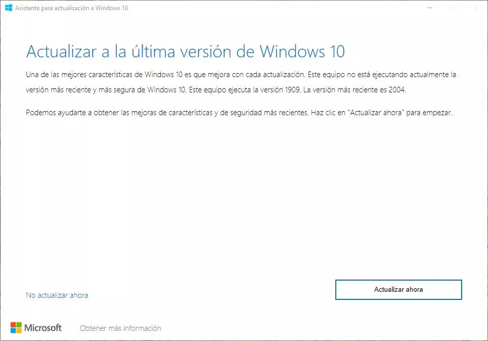 विजार्ड अपडेट संस्करण 2004 Windows 10