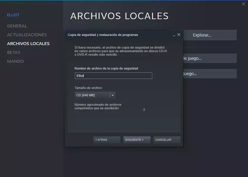 Steam ойынының сақтық көшірмесін бөліңіз