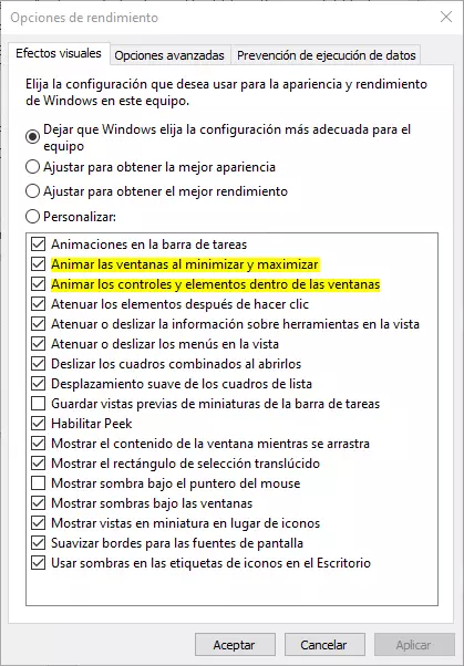 Windows-ის გაშვების ეფექტების ფანჯრების გამორთვა