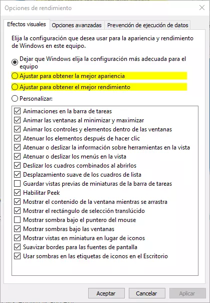 Windows-ის ოპტიმიზაცია შესრულების ან ეფექტებისთვის