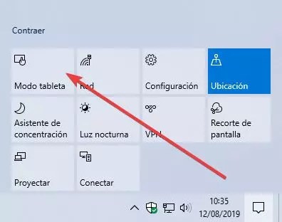 Windows 10 mawonekedwe a piritsi