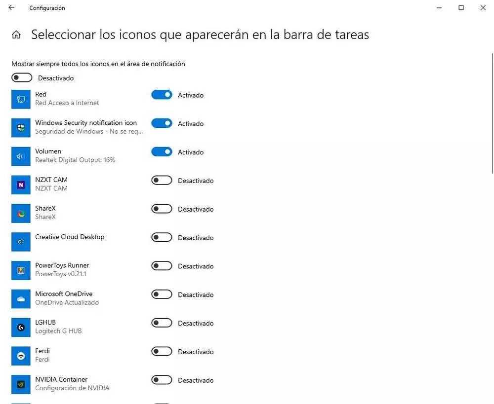 izvēlieties uzdevumjoslas ikonas Windows 10