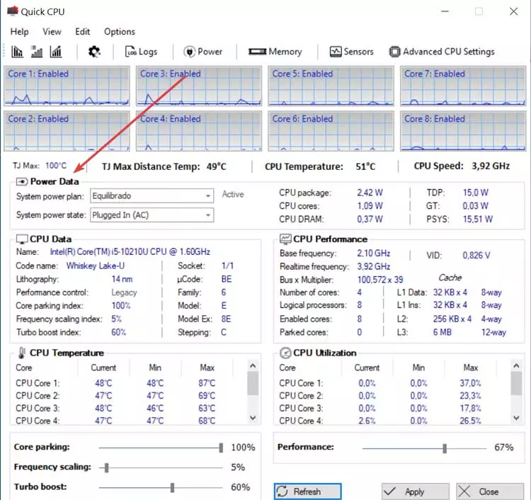 ತ್ವರಿತ CPU ಪವರ್ ಡೇಟಾ