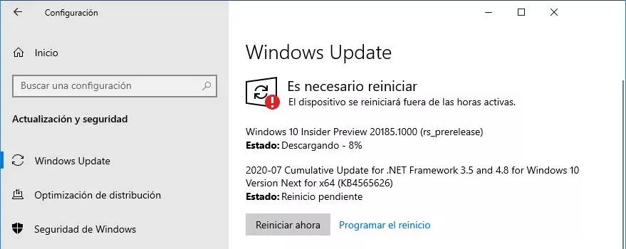 Nainštalujte Windows 10 21H1 zostava 20185