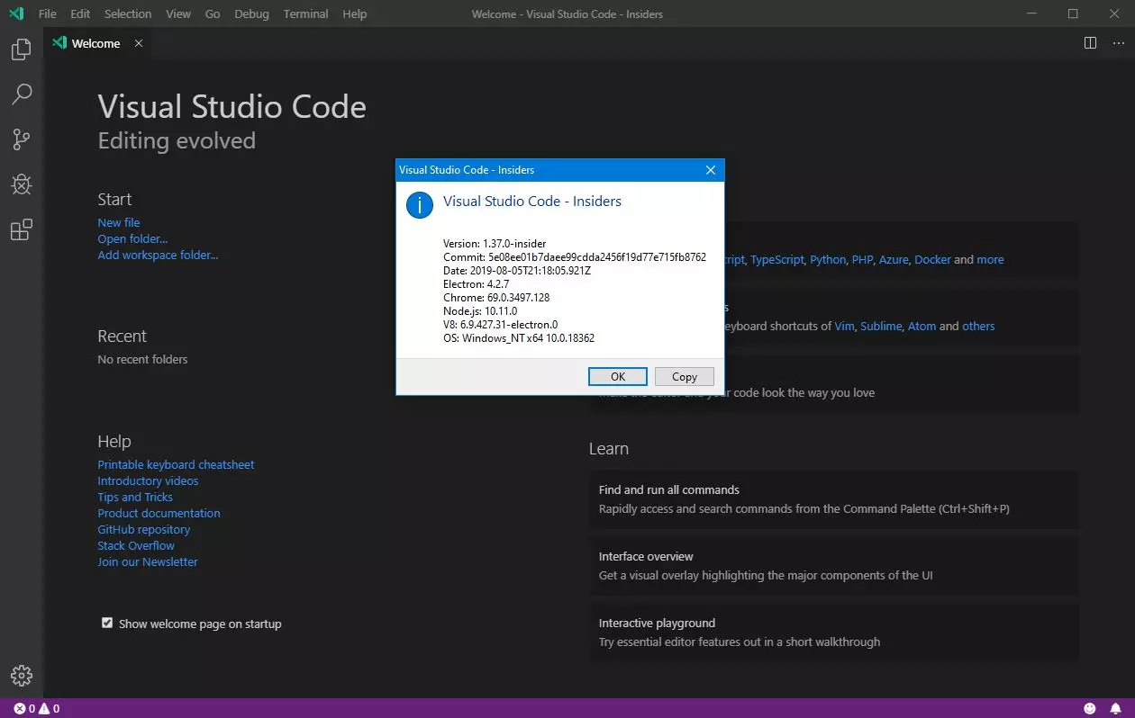 Visual Studio koodu Insiders