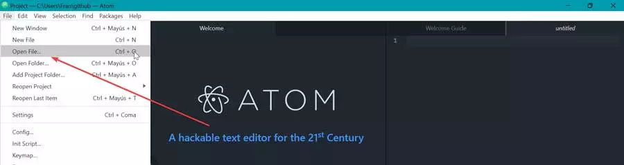 Åpne JSON-fil med Atom