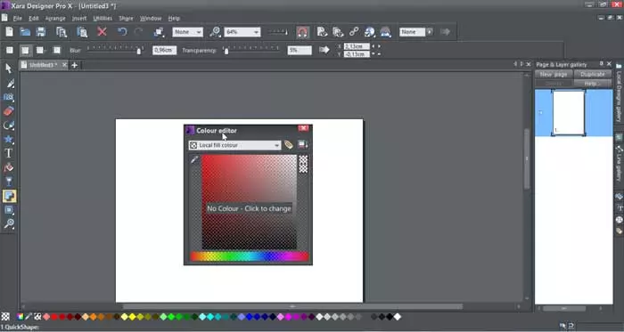 Xara Designer Pro X kolorlinio