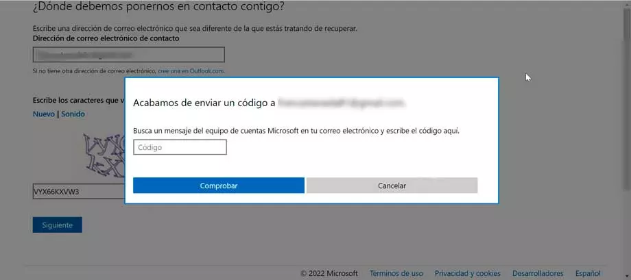 Código de verificação de gravação da Microsoft