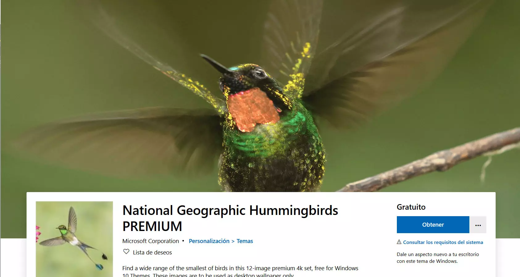 د hummingbird موضوع وینډوز 10