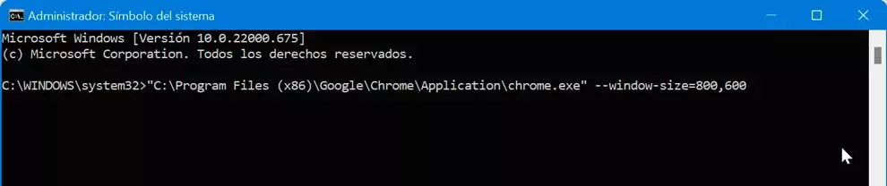 Iniciar Chrome amb una mida de finestra específica des de CMD