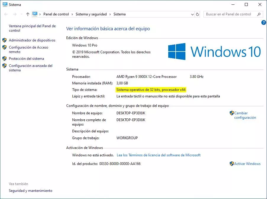 Windows 10 32 bitu versija
