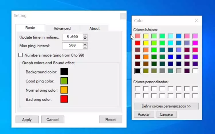 PingoMeter cambia il colore del grafico