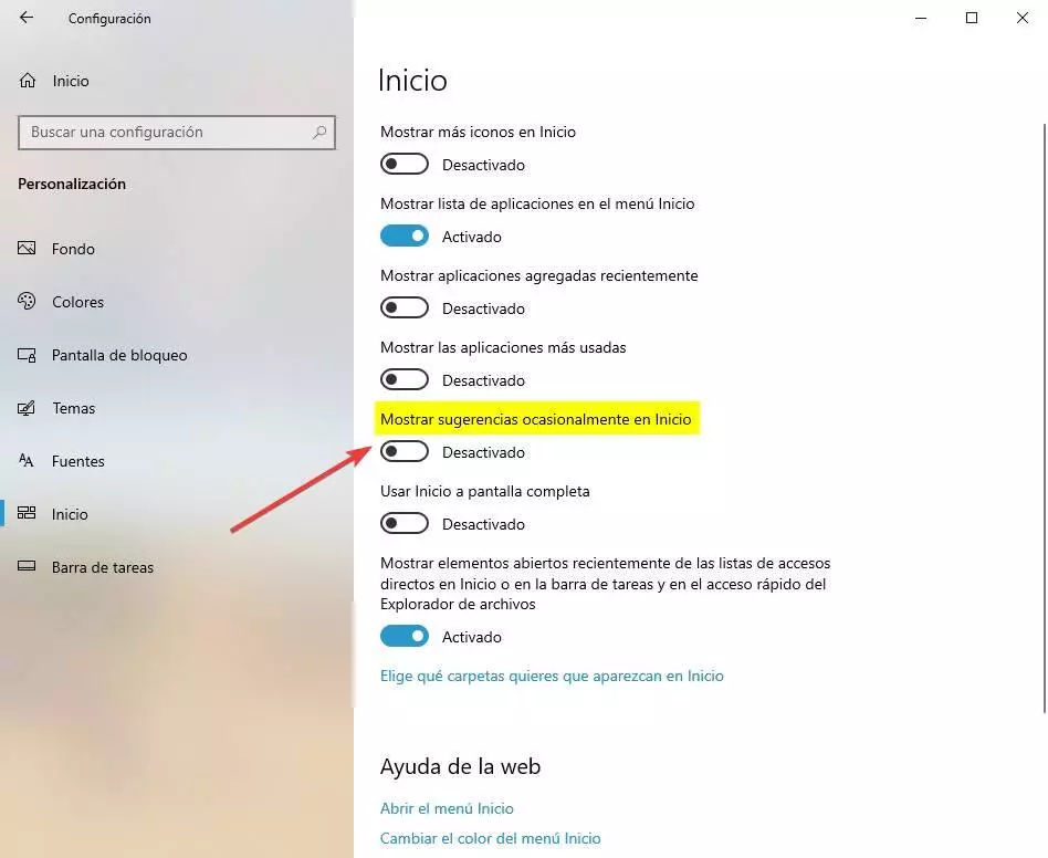 Fjern annonser fra Windows 10 - Skjul oppstartsforslag