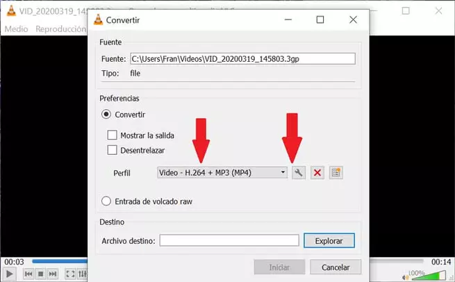 Converter e perfilar VLC