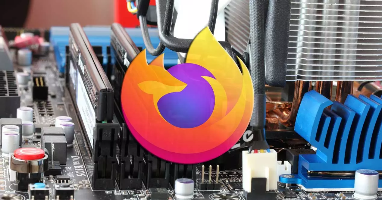 Ресурсы оперативной памяти процессора Firefox