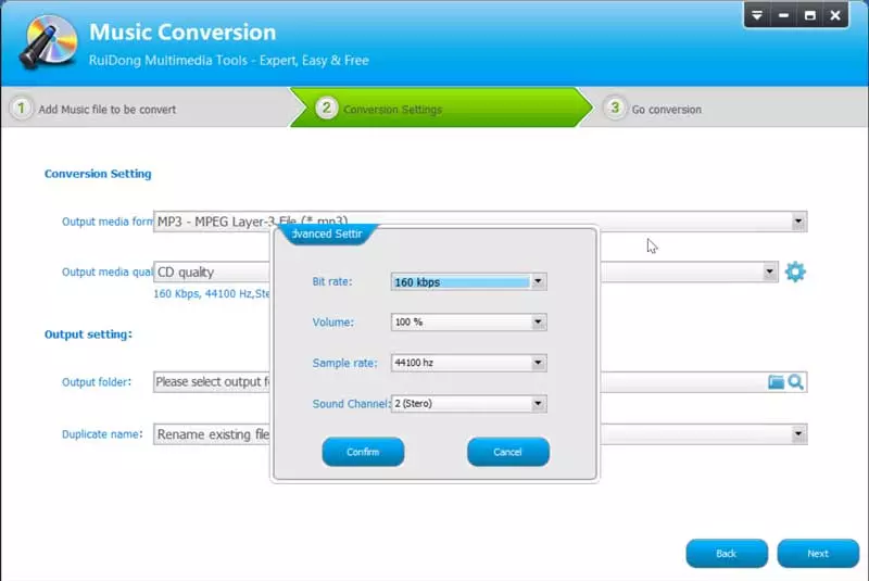Pepsky Audio Converter konfiguruje hodnoty konverzie