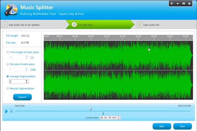 Pepsky Audio Converter vælger et lydfragment, der skal klippes