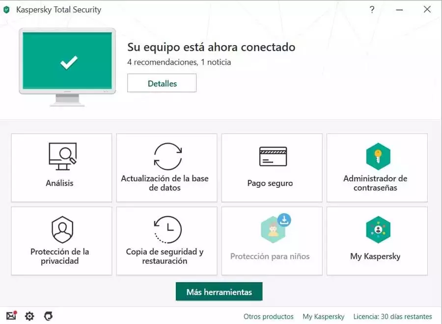 kaspersky අතුරුමුහුණත