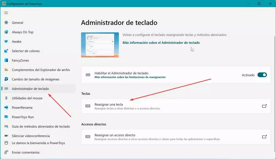 PowerToys reasigna unha chave