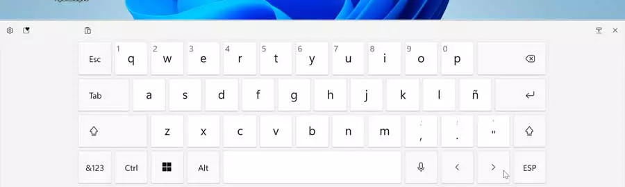 Windows 11 touch keyboard