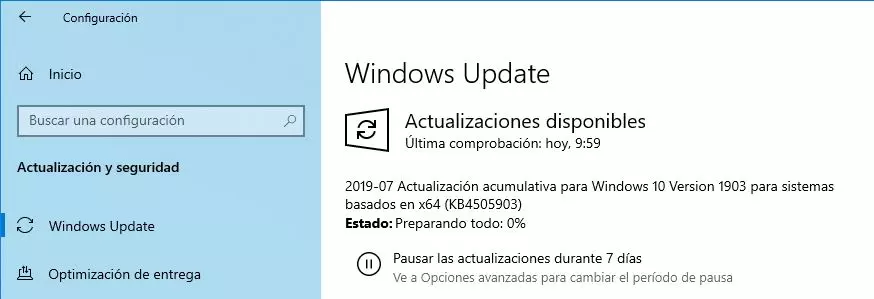 Cumulative patch Windows 10 May 2019 Update July