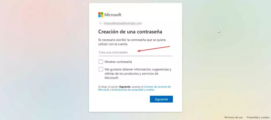 Creați parola pentru contul Outlook sau Hotmail