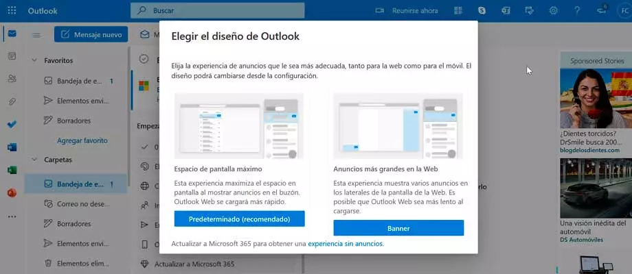 Escolha o layout do Outlook