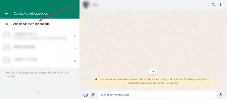 WhatsApp Веб блокланган контакт өстәгез