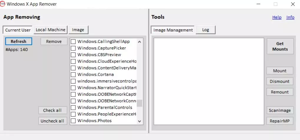 Odstranjevalec aplikacij Windows X