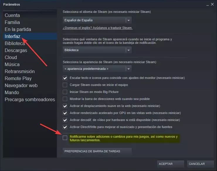 Desactivar anuncis novetats Steam