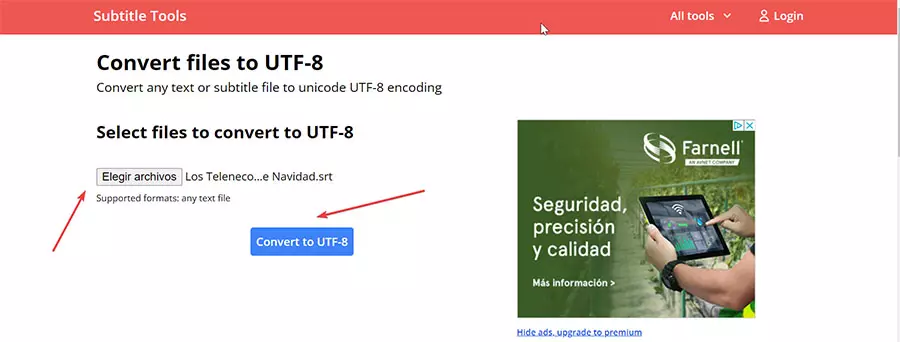 Ngonversi file SRT menyang UTF8