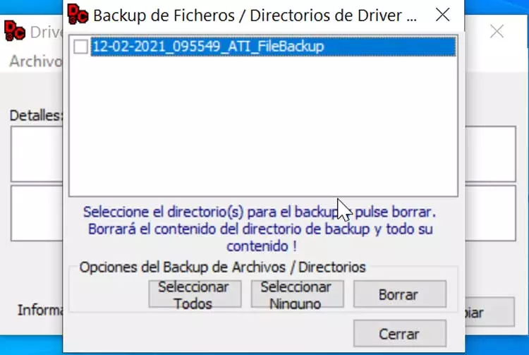 Backup del file di pulizia driver