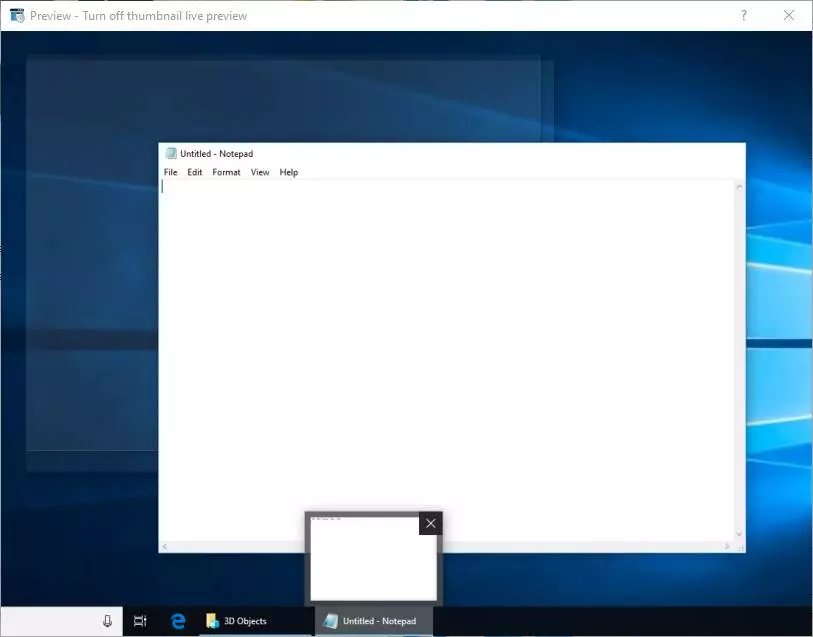 Yashirin Windows 10 xususiyatlari - Vazifalar panelini oldindan ko'rish