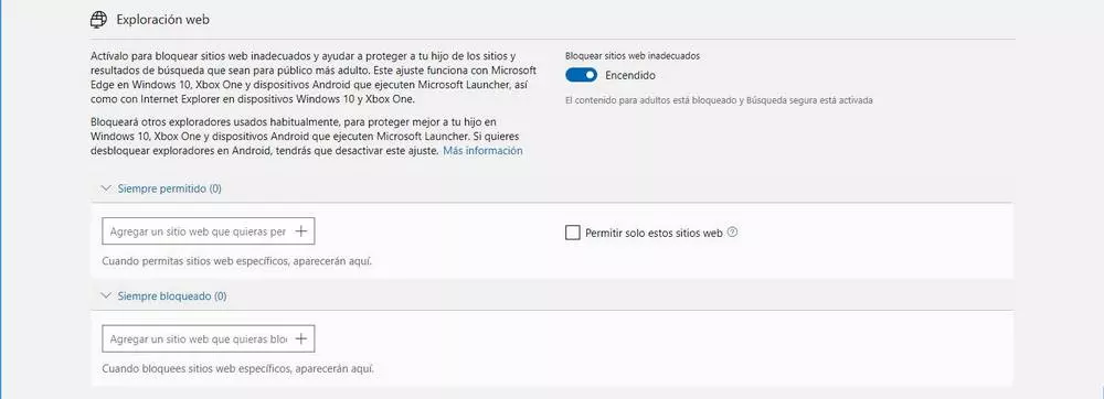 Mga paghihigpit ng mga website na hindi naaangkop para sa mga menor de edad sa Windows 10