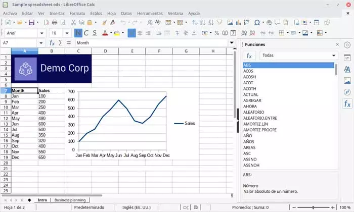 LibreOffice spreadsheet