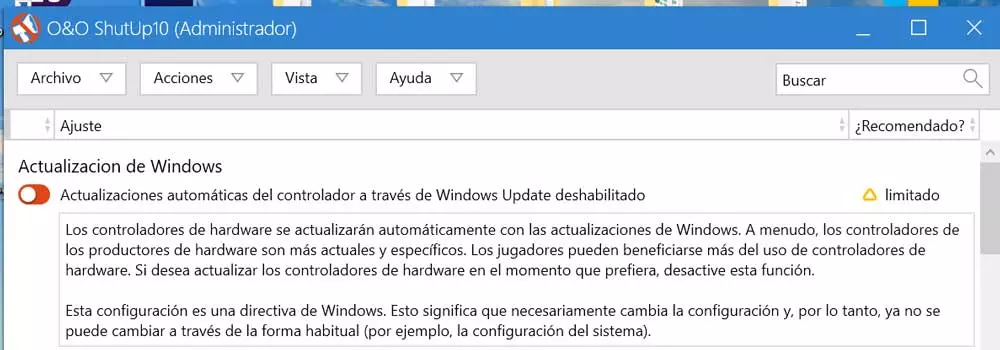 O&O ShutUp10 Windows Update