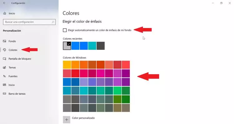 Windows 10, pilih warna aksen