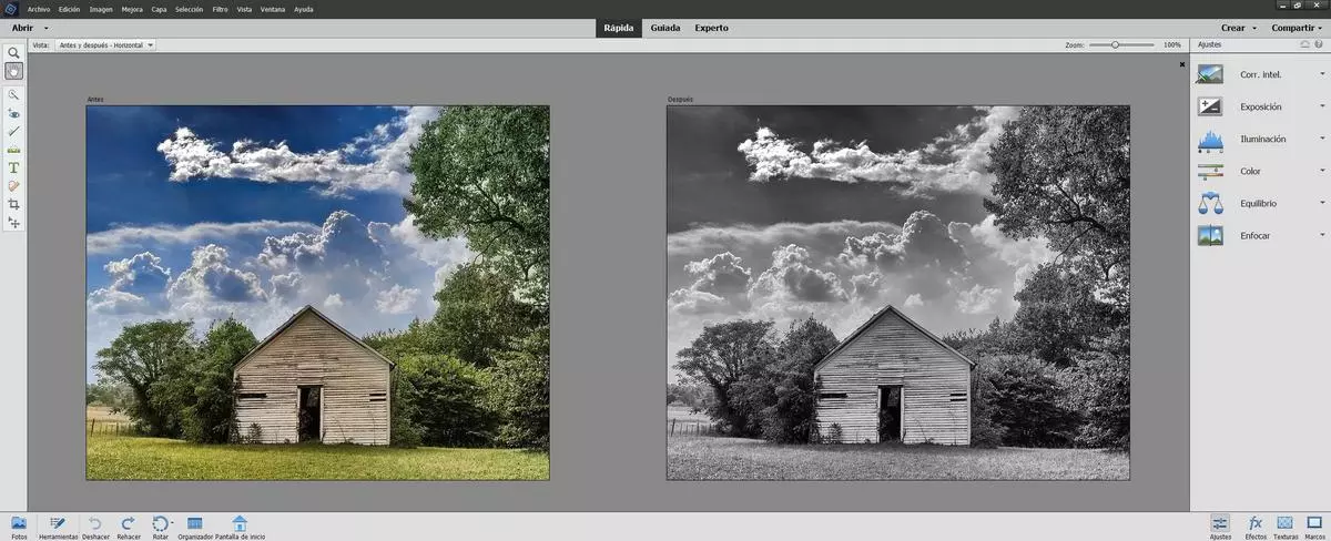 Photoshop Elements - Comparaison avant et après