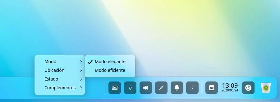 Ŝanĝu elegantan reĝimon aŭ agadon Deepin