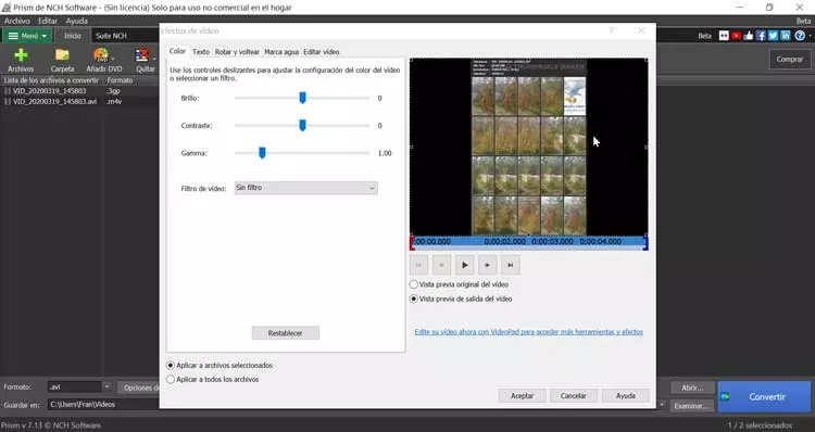 Prism Video Converter Effetti video