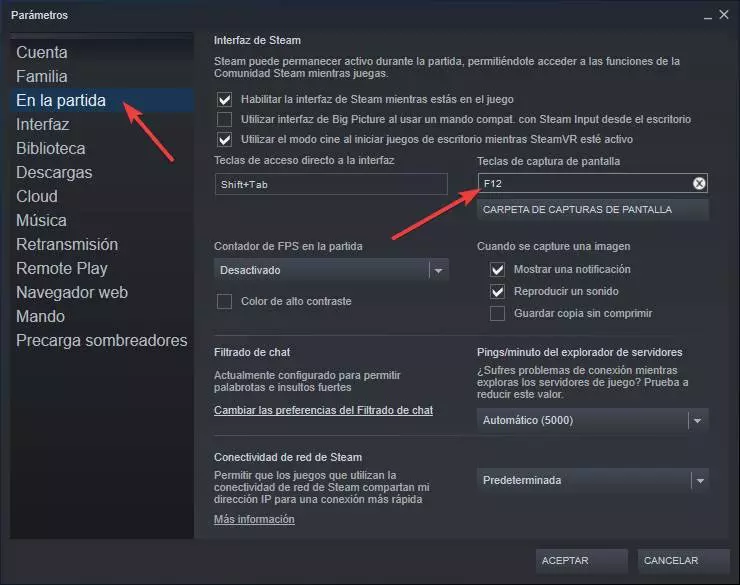 Promijenite Steam ključ za snimku zaslona