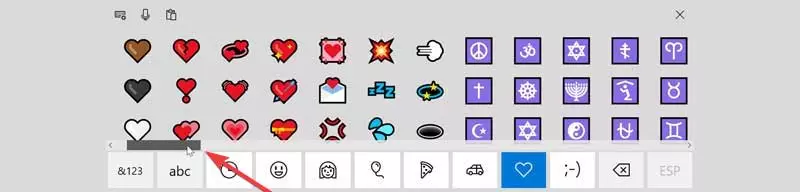 O teclado virtual de Windows move a barra de emojis