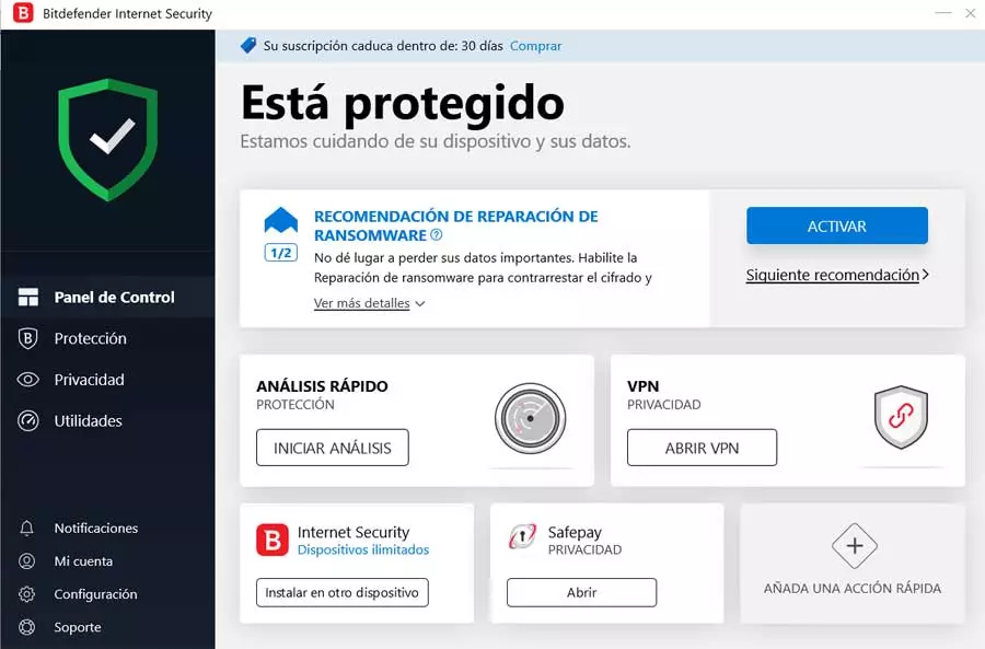 Interface Bitdefender