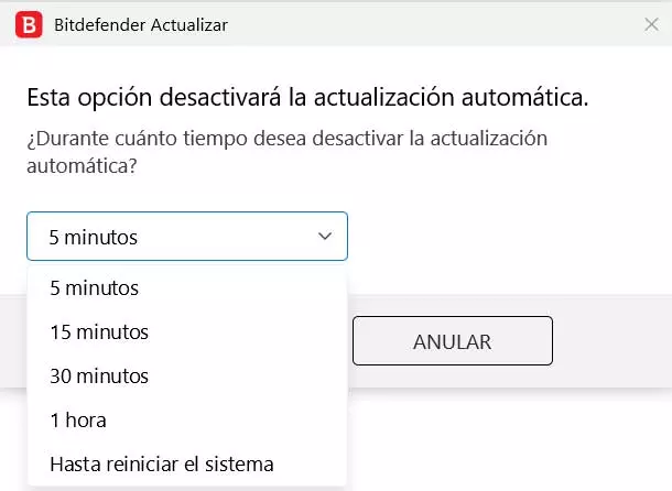 ปิดใช้งานการอัปเดตอัตโนมัติ Bitdefender