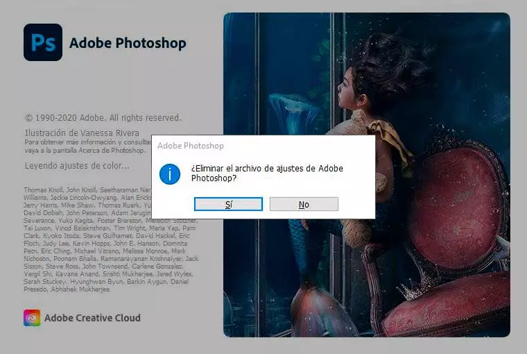 Esborrar configuració Photoshop