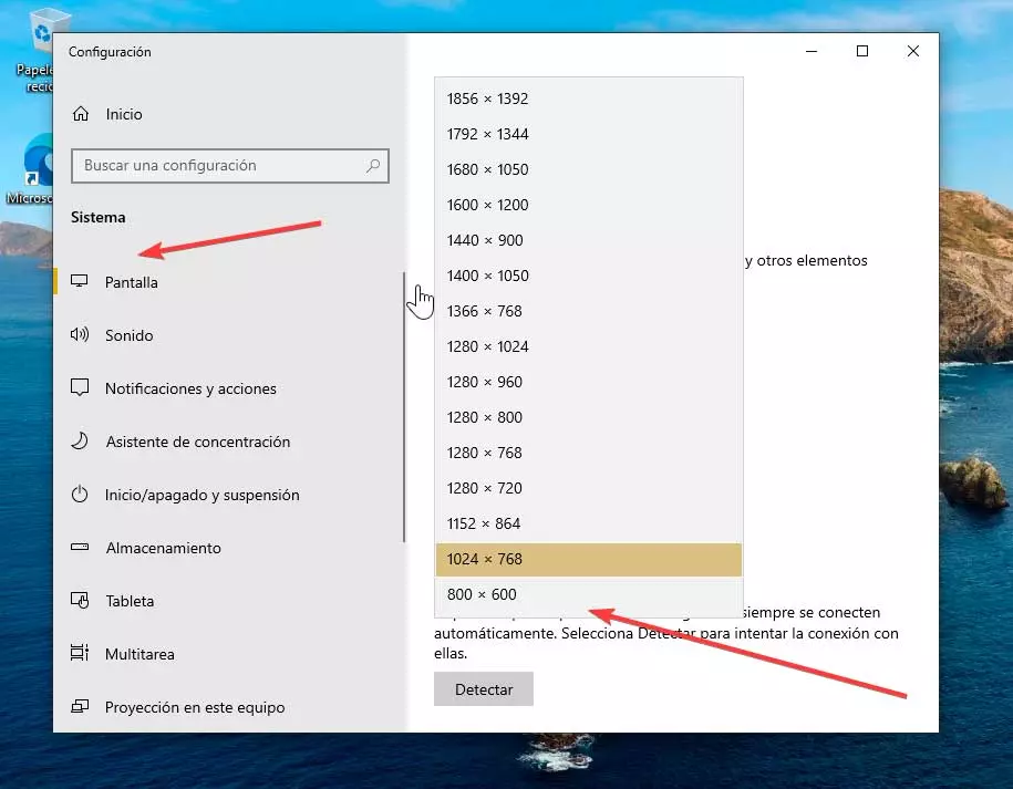 Change resolution in Windows 10