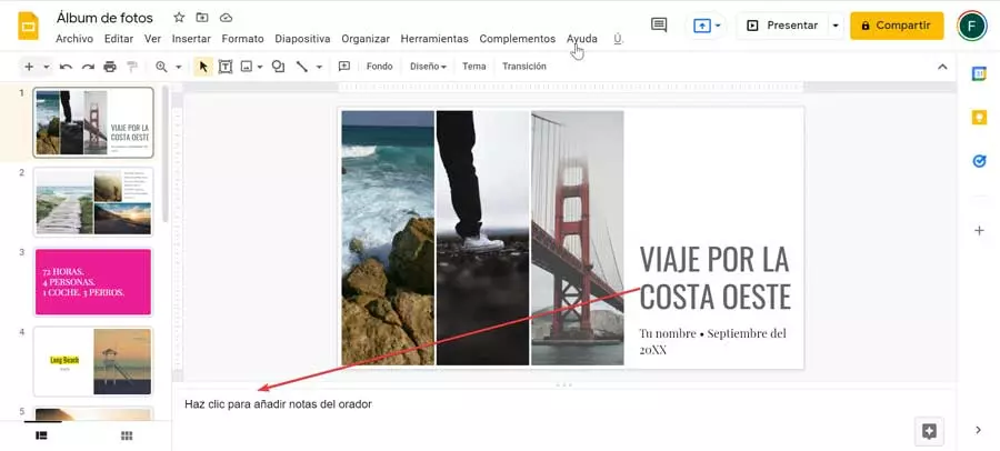 Slides Google shtojnë shënimet e altoparlantit