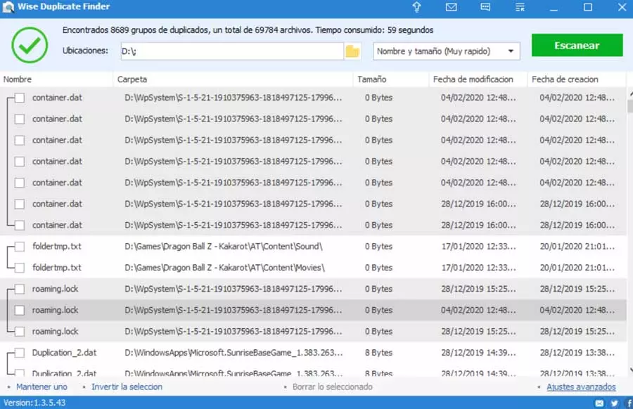 Wise Duplicate Finder interfeysi