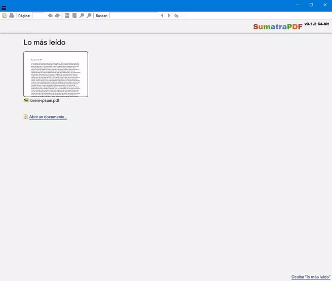 Sumatra PDF - interface avec les dernières